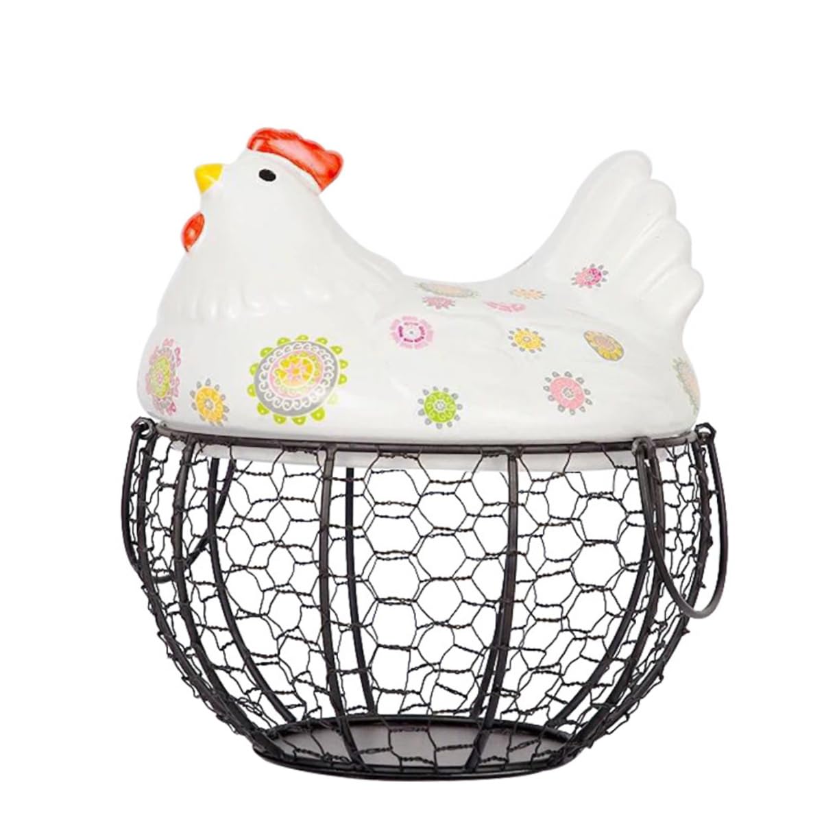 COLLBATH 1pc Egg Basket Refrigerator Organizer Bins Eggs Dining Table Decor Desktop Decor Rustic Wire Egg Basket Metal Egg Stand Chicken Wire Basket Fruit Basket Vegetable Basket Ceramics