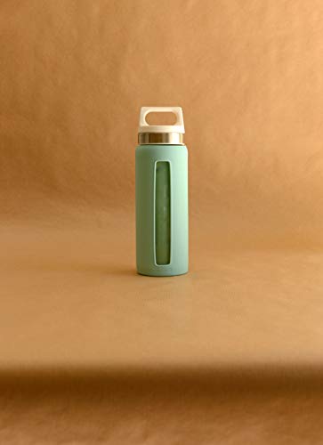 Sigg Glass Water Bottle-Dream Shade-Turquoise Soft Silicon Cover Leakproof-Dishwasher Safe-BPA Free-Broscilate Glass-22 Oz, 0.65