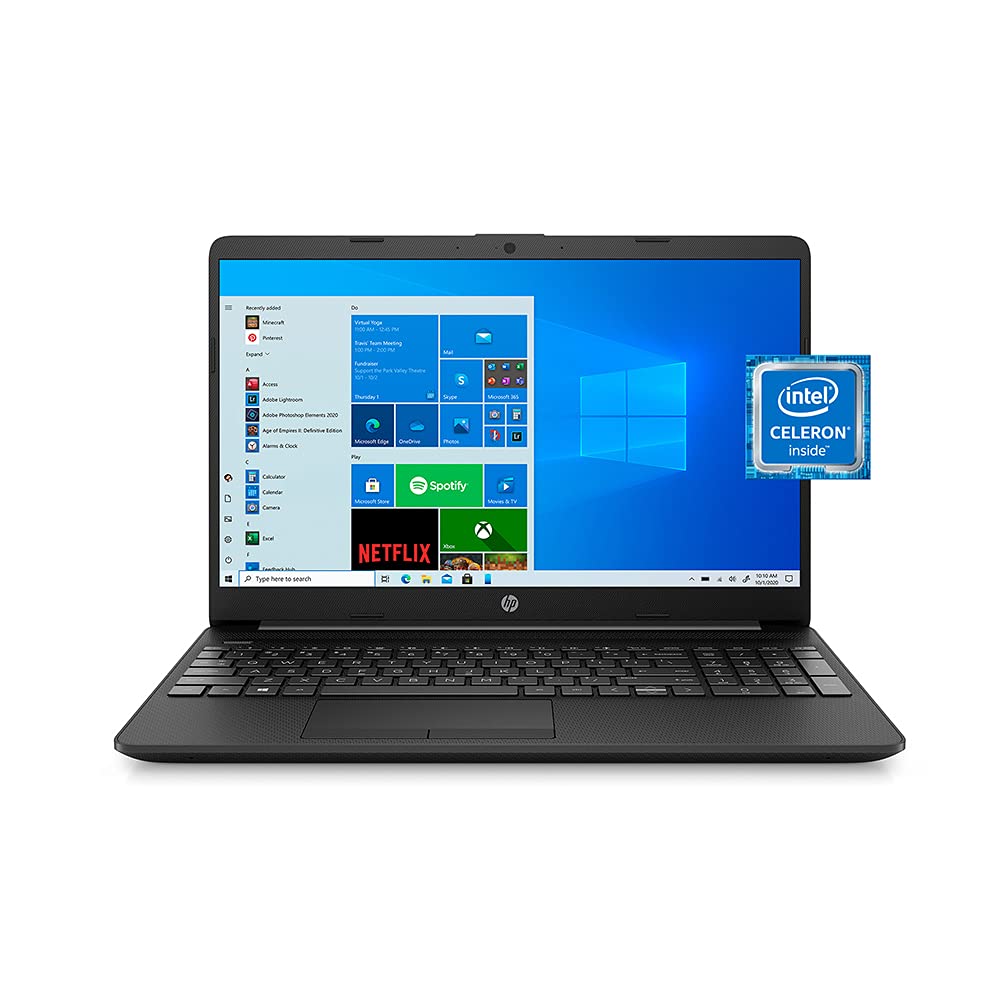 HP 2021 15.6" FHD IPS Laptop Computer, Intel Celeron N4020 Processor, 8GB DDR4 RAM, 256GB SSD, Intel UHD Graphics, 1 Year Office 365, Webcam, HDMI, Bluetooth, Win 10S, Black, 32GB SnowBell USB Card