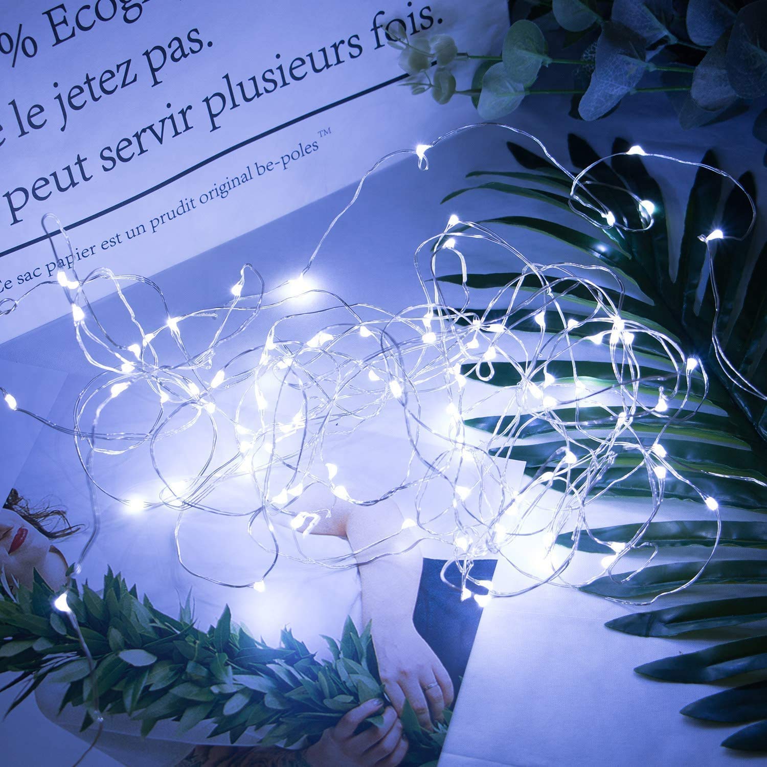 Brightown 12 Pack Led Fairy Lights Battery Operated String Lights Waterproof Silver Wire 7 Feet 20 Led Firefly Starry Moon Lights for DIY Wedding Party Bedroom Patio Christmas (12 Pack, White)