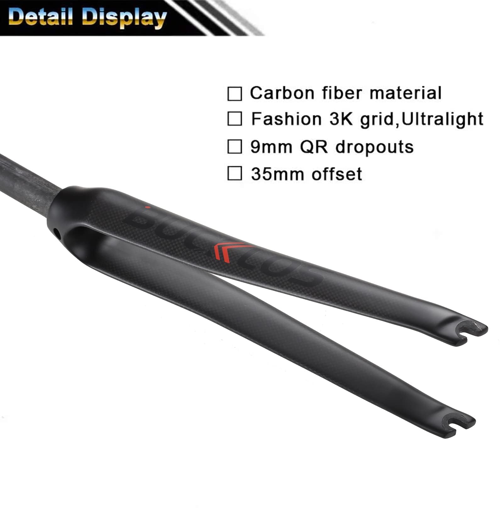 BUCKLOS 28.6mm 700C Full Carbon Fiber Road Bike Rigid Fork, C-Type Clamp Brake, 1-1/8 Threadless Straight Tube Superlight 3K T800 Bicycle Front Fork
