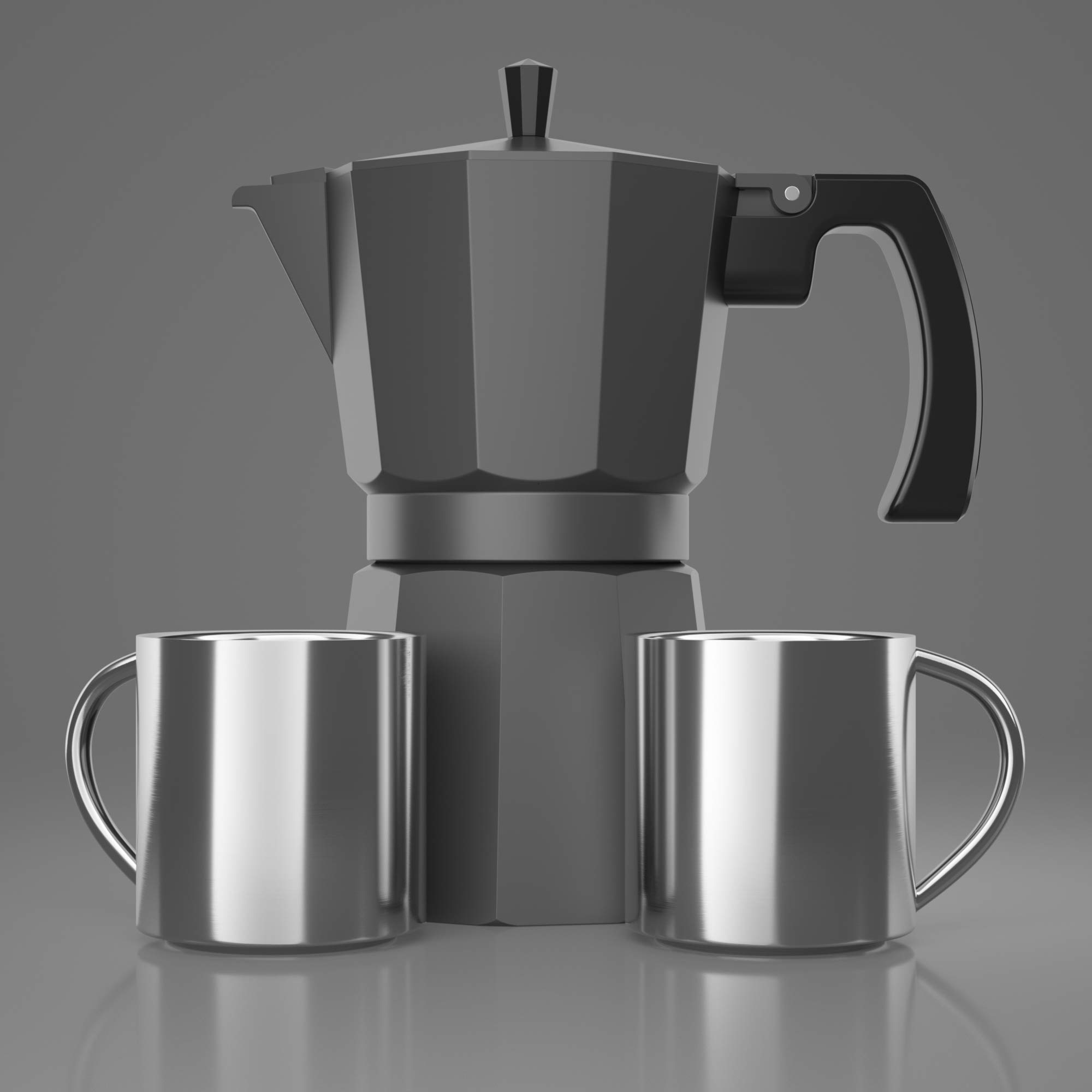Coffee Gator Moka Pot - 6 Cup, Stovetop Espresso Maker - Classic Italian and Cuban Coffee Percolator w/ 2 Stainless-Steel Cups β Matte Grey Aluminum