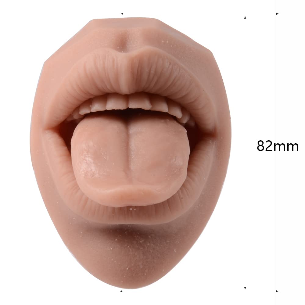 CHUANCI Soft Silicone Flexible Mouth Model Displays Human 3D Silicone Tongue Model Simulation for Piercing Jewelry Display Teaching tool (Coffee Color)