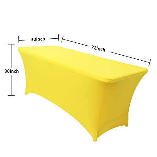 Obstal 6ft Stretch Spandex Table Cover for Standard Folding Tables - Universal Rectangular Fitted Tablecloth Protector for Party (Yellow, 72 Length x 30 Width x 30 Height Inches)