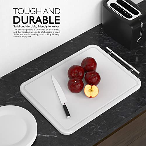 Cutting Boards for Kitchen β Large Plastic Kitchen Cutting Board, Dishwasher Safe Thick Chopping Board with Juice Grooves, for Meat, Fruits, Veggies, Easy Grip Handle, Non-Slip (White)