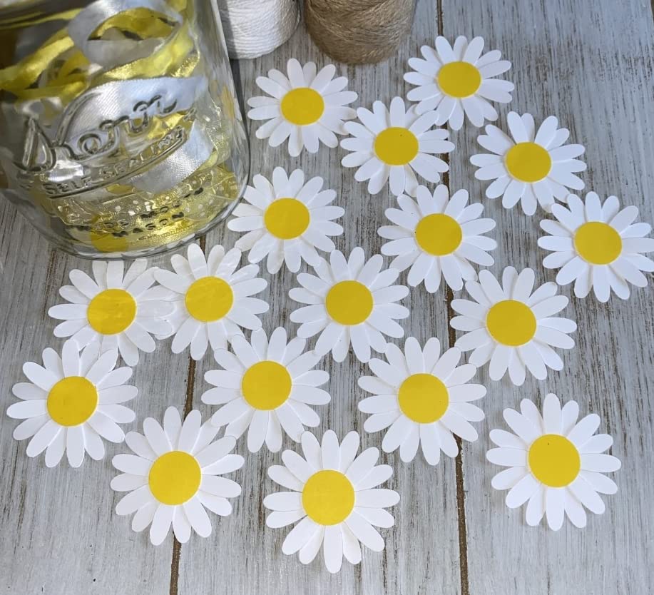 Daisy Flower Confetti - Daisy Table Scatter Confetti - 25 flower pcs - Birthday Baby Wedding Garden Shower Party Decorations