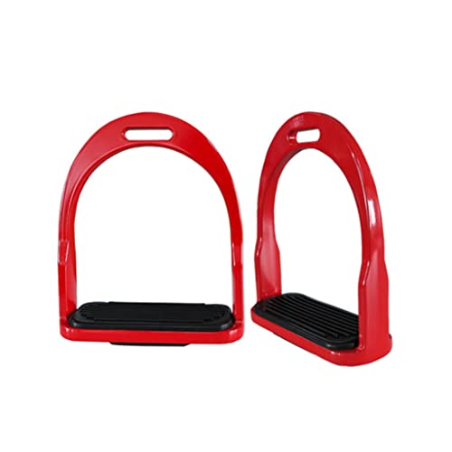 N/A 1 Pair of Safety Equipment Stirrups with Lightweight Anti-Rust Riding Accessories Non-Slip Outdoor Aluminum Pedals (Color : Red)