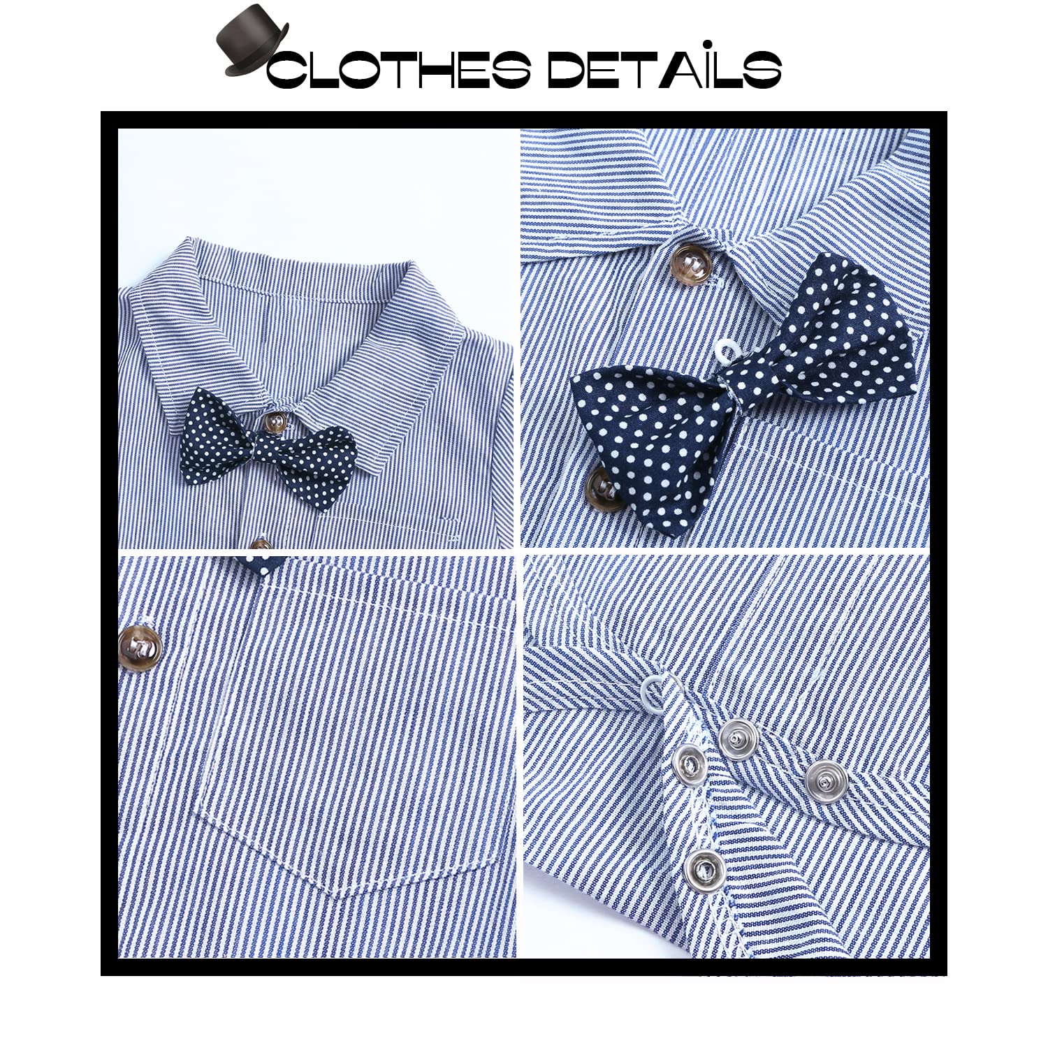 MOMMY'S NEW MAN Baby Toddler Boy Gentleman Short Shirt with Bowtie+Suspender Pants (12-18 Months, Blue)
