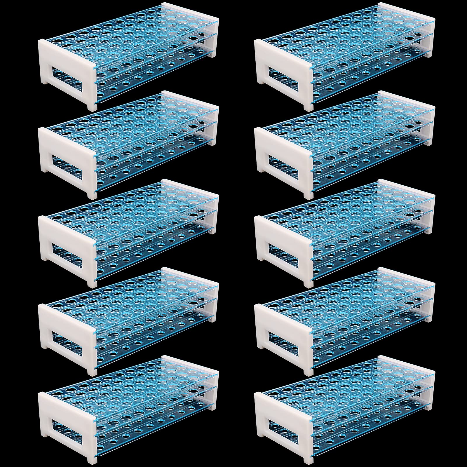 HEIHAK 6 Pack Plastic Test Tube Rack, 50 Holes Detachable Lab Test Tube Holder for 13mm - 16 mm Tubes