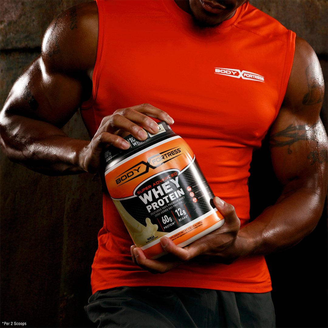 Body Fortress Super Advanced Whey Protein Powder, Vanilla Flavored, Gluten Free, 5 Lb
