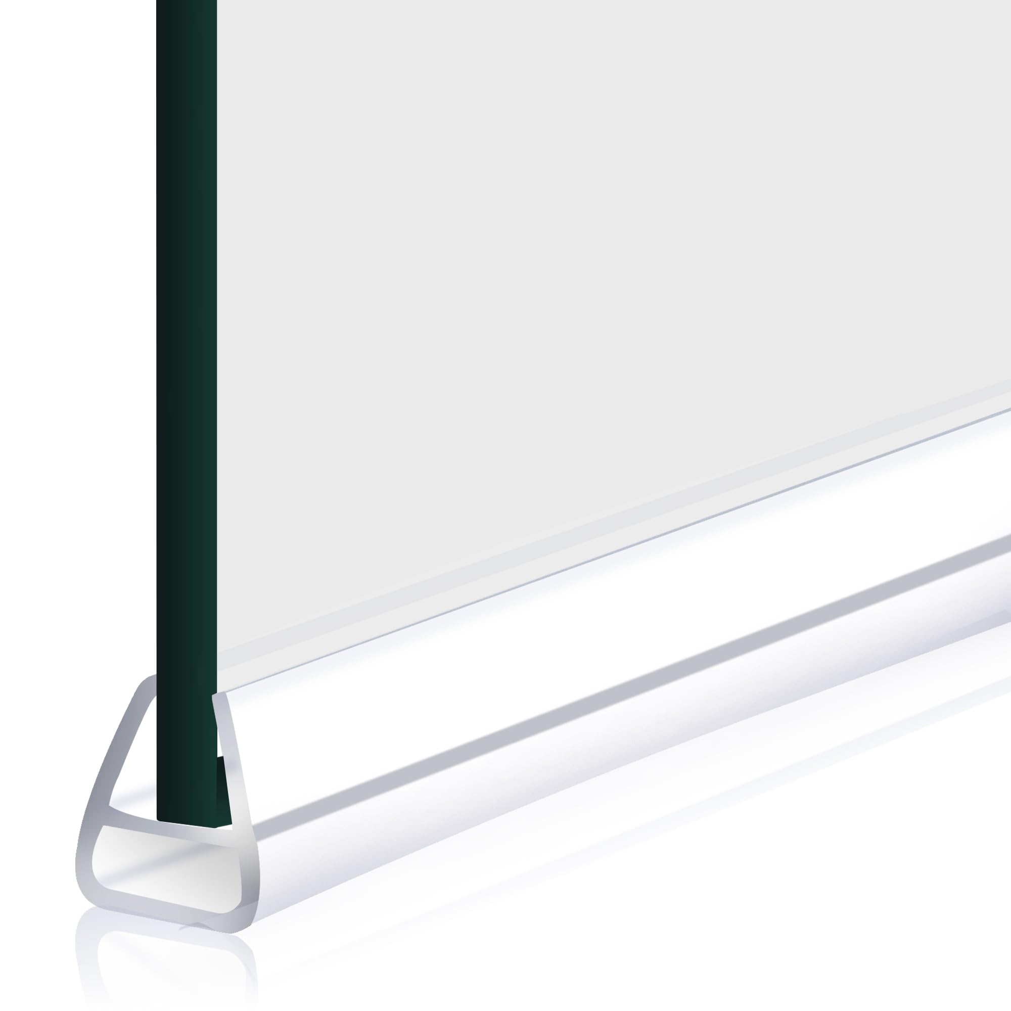Door Seal, Akamino Frameless Shower Door Bottom Seal - 98.5 Inch Glass Shower Door Sweep Fit for 10mm (3/8”) Glass Door - Stop Shower Leaks and Create a Water Barrier，U Type