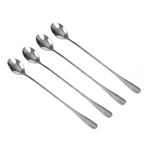 Coffee Mixing Spoons, 9-Inch Long Handle Spoons for Iced Tea, Dessert, Ice Cream, DFmicro Deluxe Stainless Steel Cocktail Stirring Spoons, Set of 4