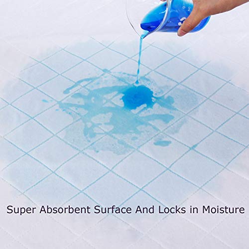 Changing Pad Liners (5 Count) Waterproof Larger Changing Pad Cover 28" X 15", Cotton Flannel, White (Solid Improved Thickness) / Baby Waterproof Pad Washable, 36" x 18", 4 Layers Incontinence Bed Pad