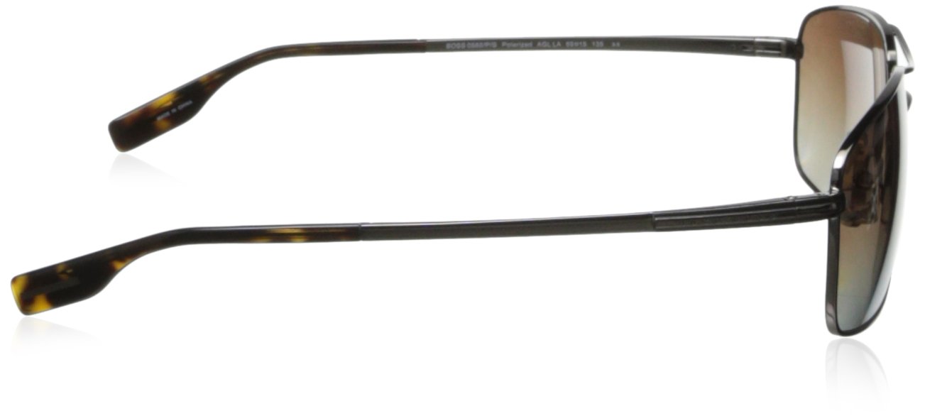 BOSS by Hugo Boss Sunglasses (Safilo Group) Men's 0580/P/S Rectangular Sunglasses, Dark Ruthenium & Brown Gradient Polarized, 59 mm