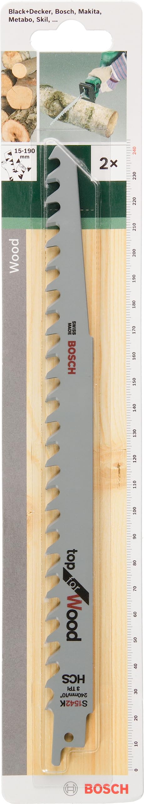 Bosch DIY Säbelsägeblatt Top for Wood zum Sägen in Holz (2 Stück, S 1542 K)