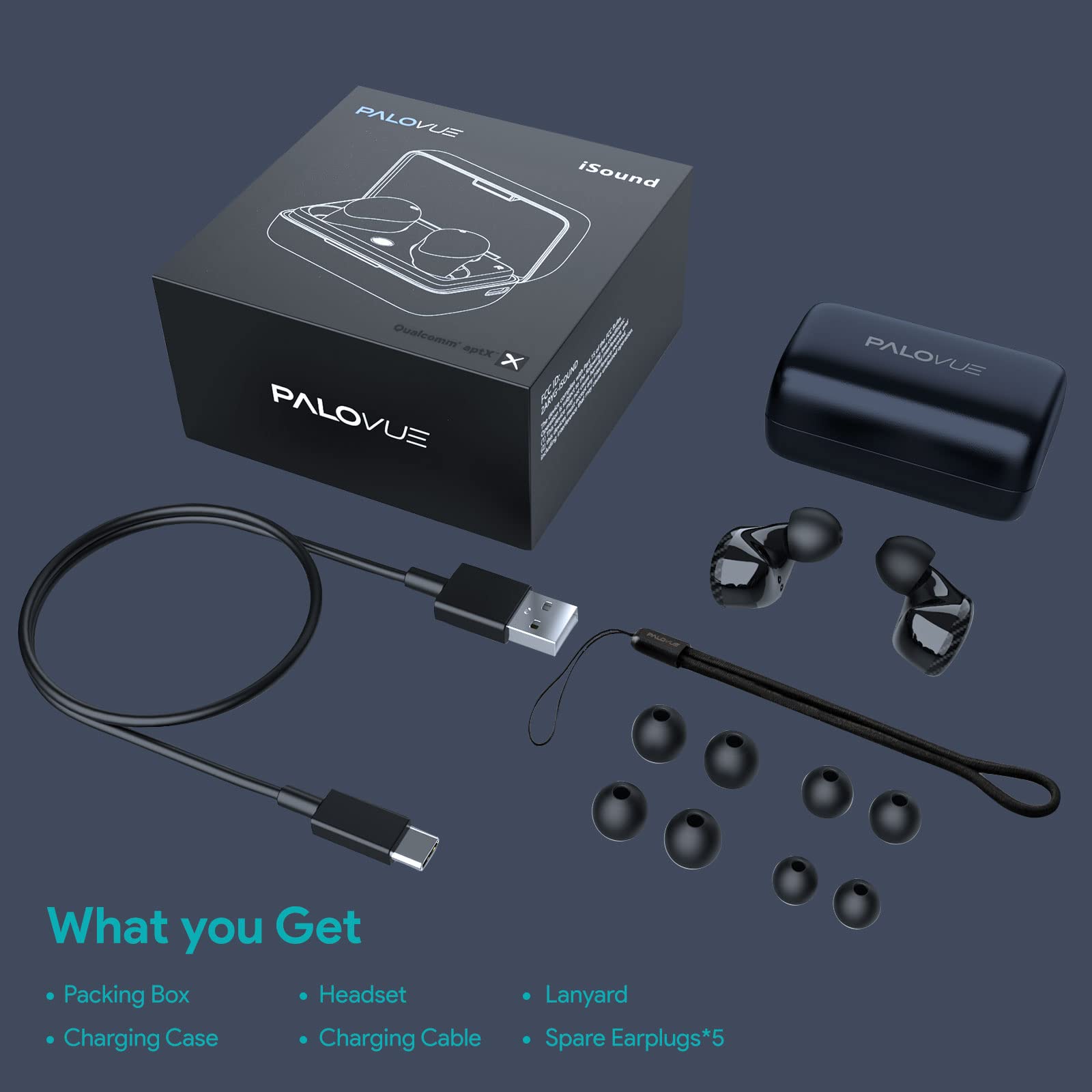 PALOVUE Wireless Earbuds Bluetooth Headphones, Wireless Earphones CVC8.0 Noise Cancelling Earbuds with Touch Control and 4 Mic for Clearer Call, Deep Bass Stereo in-Ear Headphones Qualcomm CSR Chip