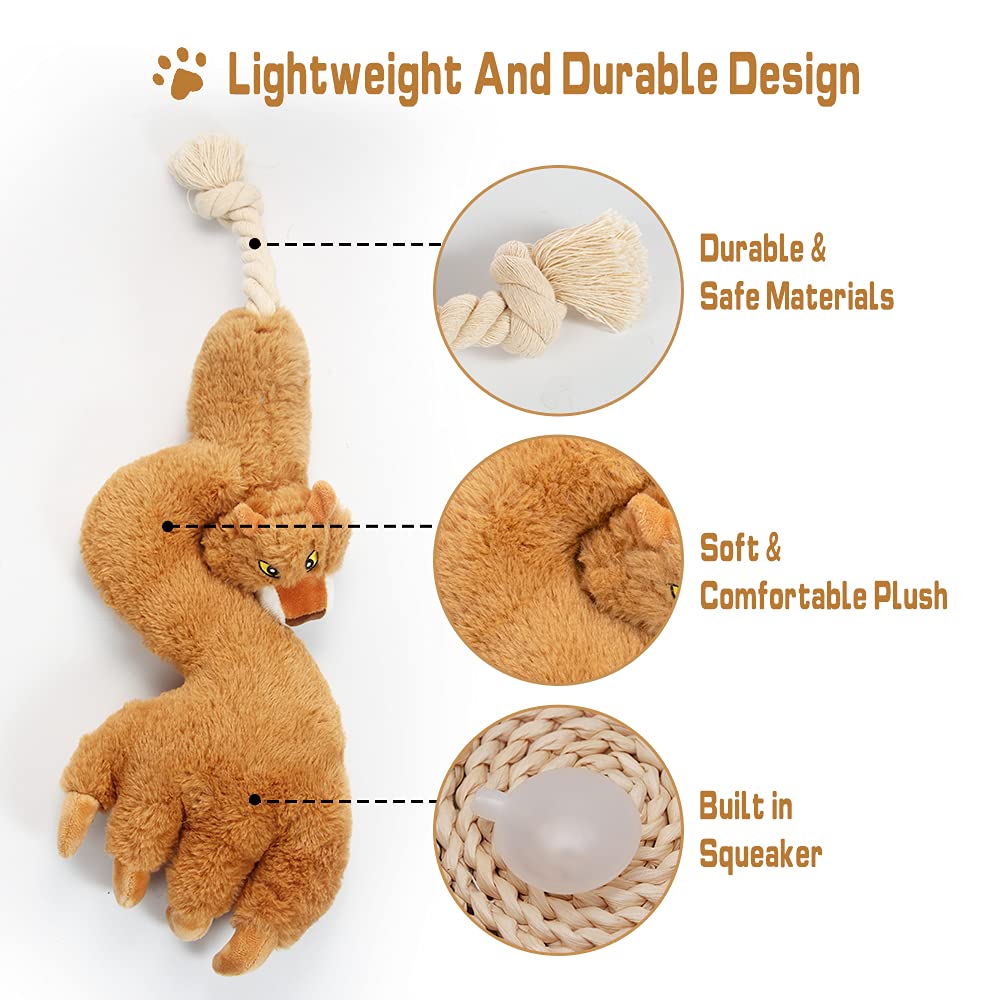 BZONZOON Plush Dog Toy Squeaky Durable, Soft, Interactive Squeaky Plush Toy with Reinforced Seams | Brown Bear's Paw