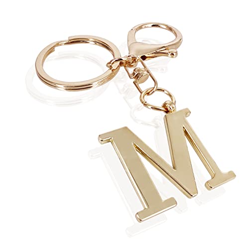LAXPICOL Gold Letter M Keychain for Women Men Purse Handbags Metal Alphabet Initial Letter Key Ring Keychain