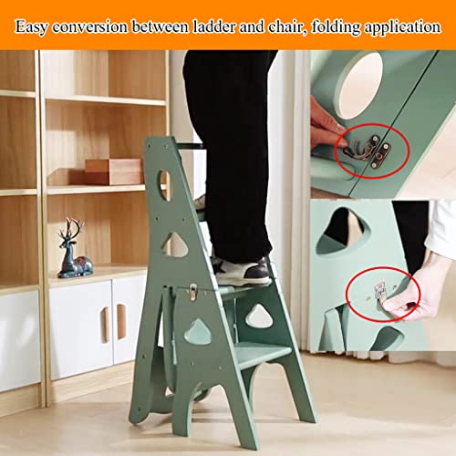 BINGDONGA 2 in 1 Folding Ladder Chair Portable Multifunctional Step Stool Stool Dual Purpose Stepladders Seat for Kitchen/Pantry/Closets and Home Ladder