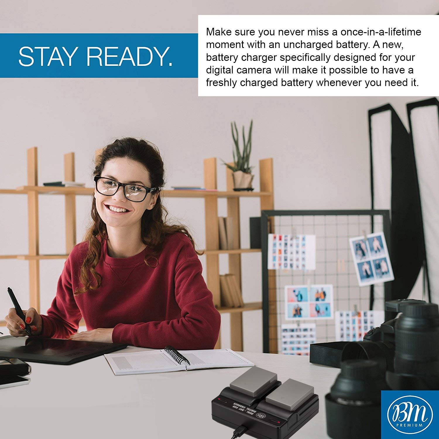 BM Premium 2 BLS-50, PS-BLS5 Batteries and Dual Bay Charger for Olympus OM-5, OM-D E-M5 III, E-M10, E-M10 III, E-M10 IV, E-PL8 E-PL9 E-PL10 Stylus 1 Cameras