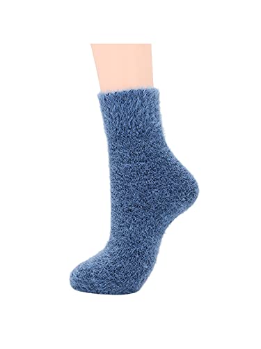 Century Star Womens Athletic Socks Knit Pattern Sports Socks Winter Wool Socks Crew Cut Cashmere Socks Warm Soft Socks 4 Pairs White Solid Color One Size