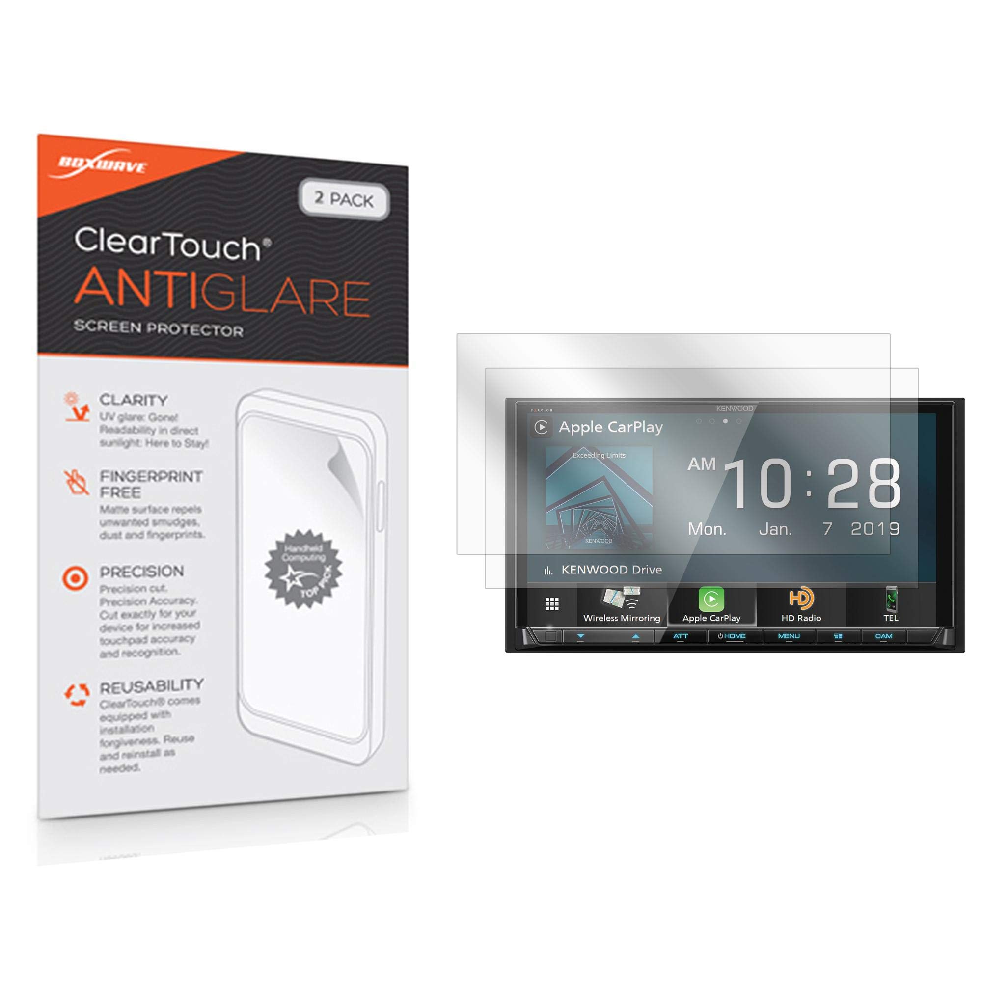 BoxWave Screen Protector Compatible with Kenwood Excelon DMX706S - ClearTouch Anti-Glare (2-Pack), Anti-Fingerprint Matte Film Skin for Kenwood Excelon DMX706S