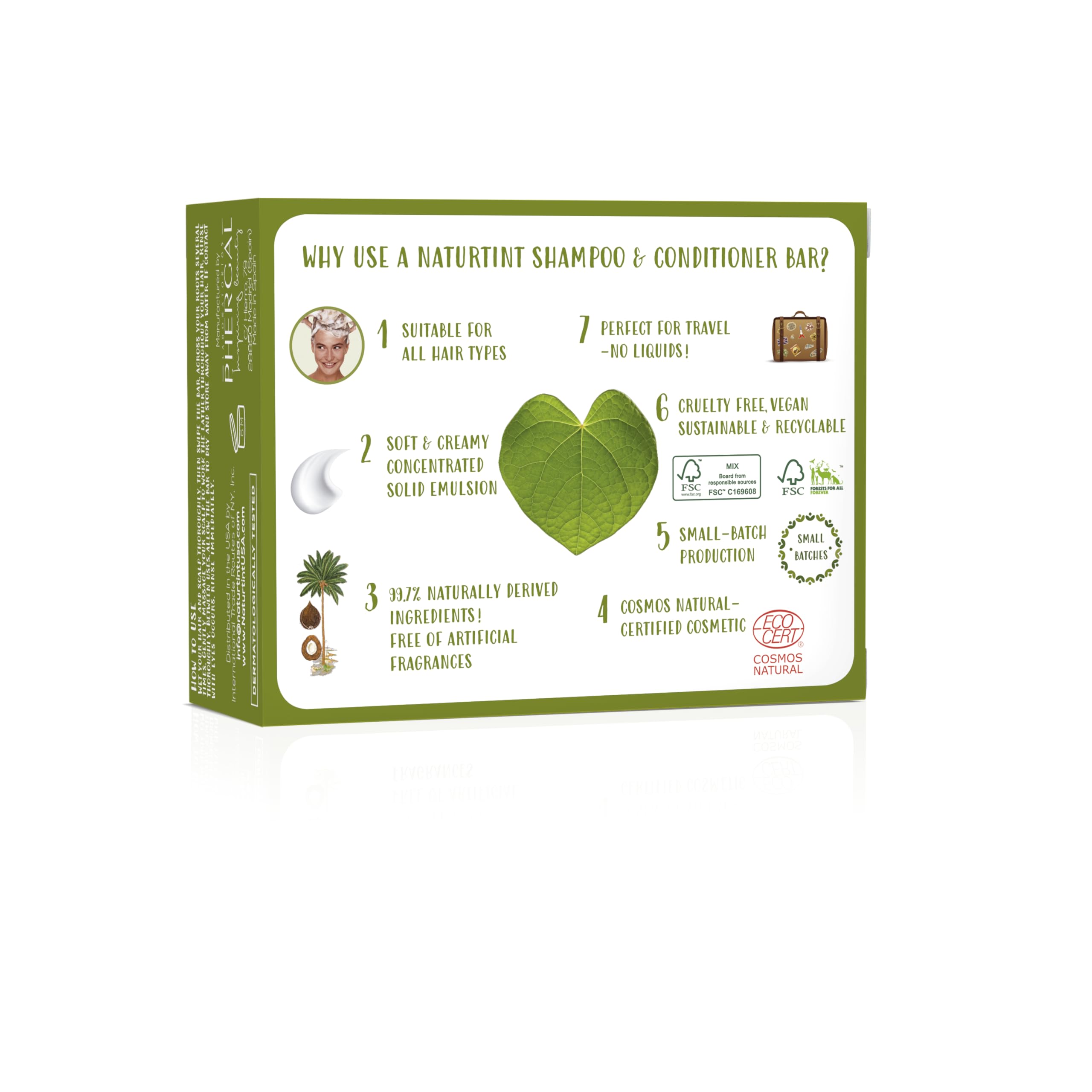 Naturtint Shampoo & Conditioner Bar (Rosemary Eucalyptus) - Naturally Derived Ingredients, Cruelty Free, All Hair Types, Travel Approved