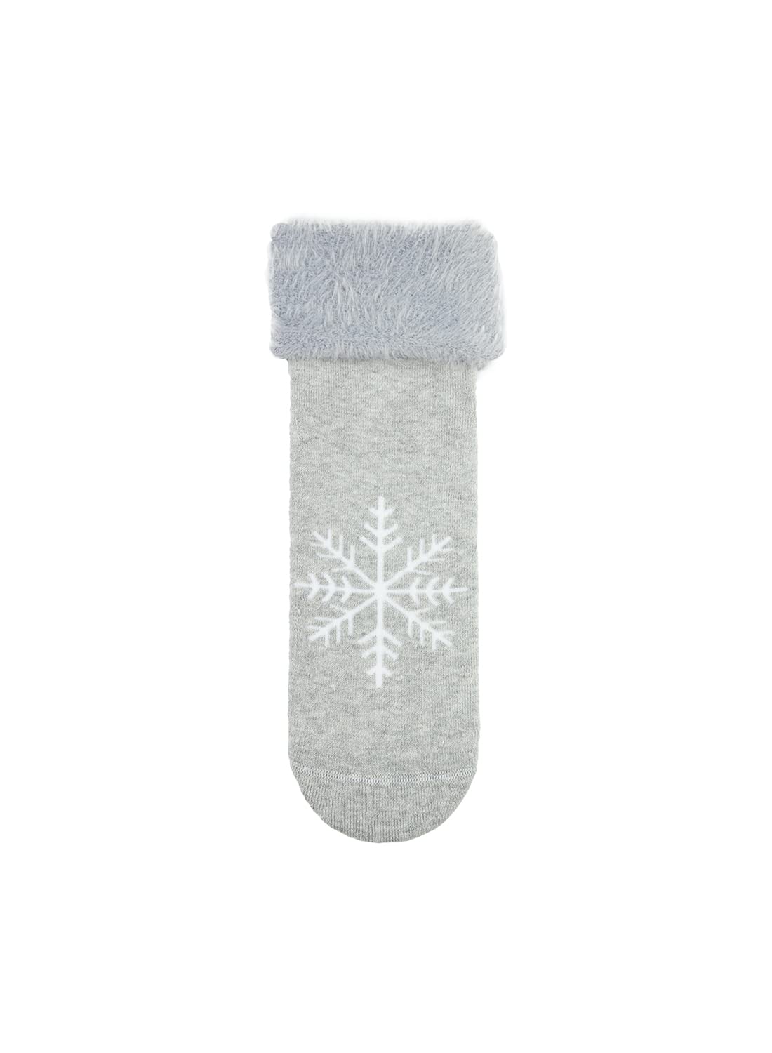 BROSS Snowflake Patterned Women's Socks I Christmas Socks I Women Terry Winter Socks I (Gray)