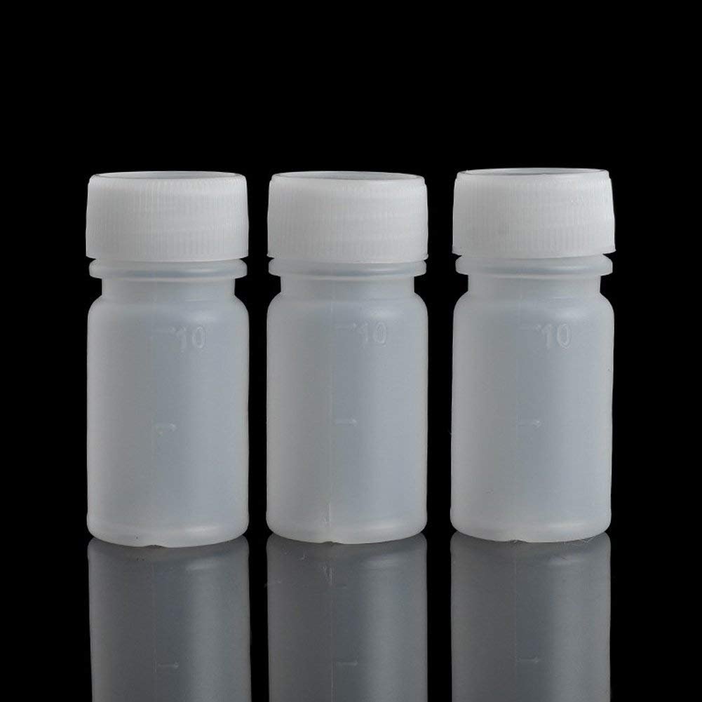 GDGY PE Plastic Empty Small Mouth Graduated Lab Chemical Container Reagent Bottle Sample Sealing Liquid Medicine Bottle (100pcs 10ml, 0.33)