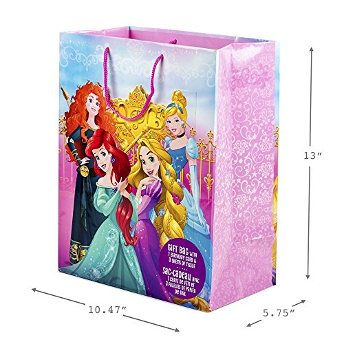 Hallmark 13" Large Gift Bag with Birthday Card and Tissue Paper (Disney Princesses)