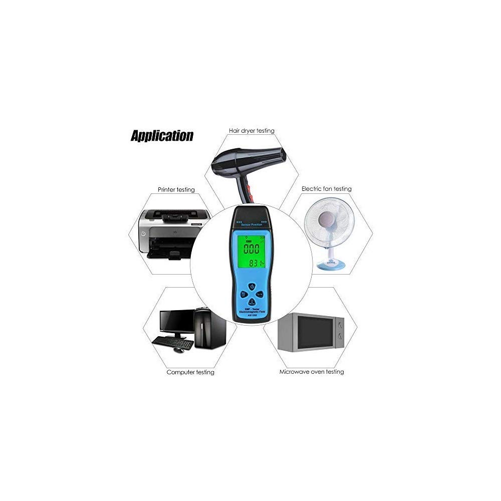 EMF Meter,Handheld Electromagnetic Field Tester, Radiation Meter, 0~2000mG/0~200μT, 0.1μT Resolution, 30Hz~300Hz, for Home Appliances, Power Lines and Industrial Equipments