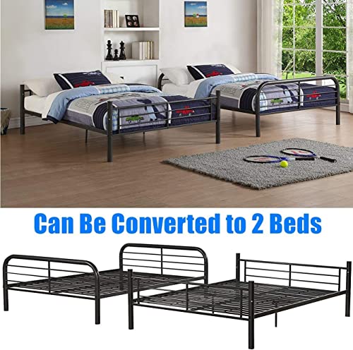 Movdevy Heavy Duty Full Over Full Bunk Beds, Metal Bunk Beds Full Over Full for Kids Adults, Industrial Style Full Over Full Size Bunk Bed with Ladder, Can Be Converted To 2 Beds, No Box Spring Needed
