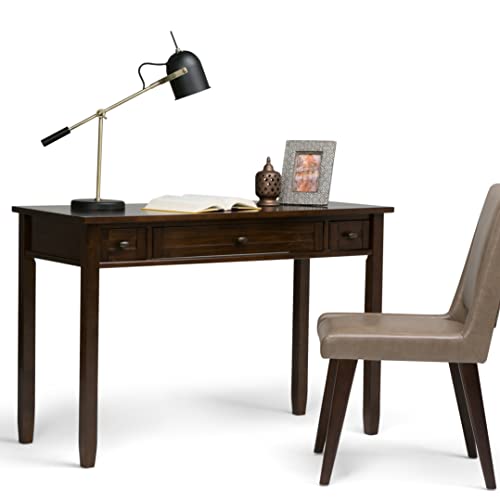 SIMPLIHOME Warm Shaker SOLID WOOD Rustic Modern 48 inch Wide Home Office Desk, Writing Table, Workstation, Study Table Furniture in Tobacco Brown with 2 Drawers