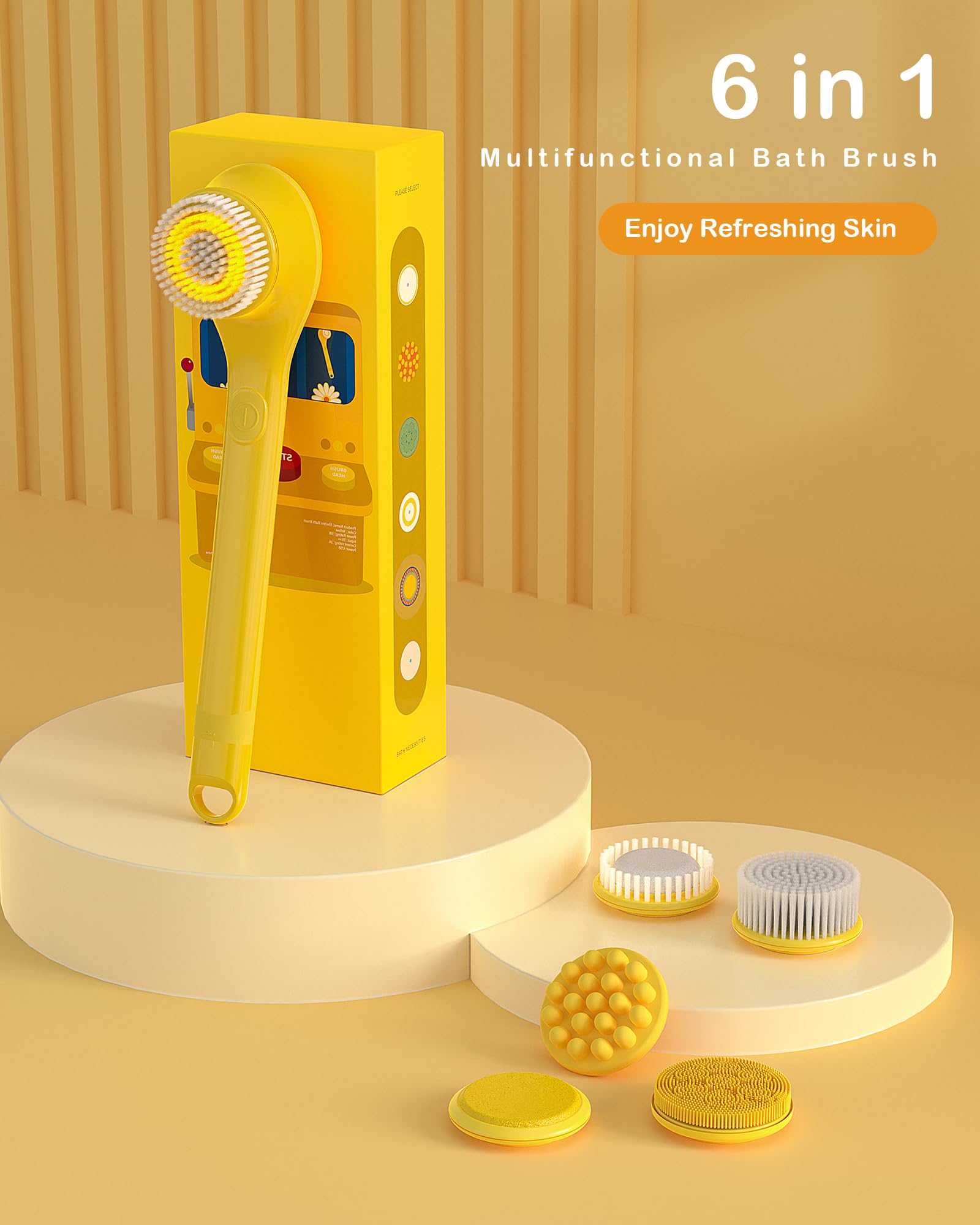 CODOGOY Electric Body Brush Back Scrubber for Shower Exfoliating Bath Brush Powered Shower Brush with Non-Slip Long Handle Deep Cleansing, Exfoliation, Massaging Spin Brush with Two Speeds