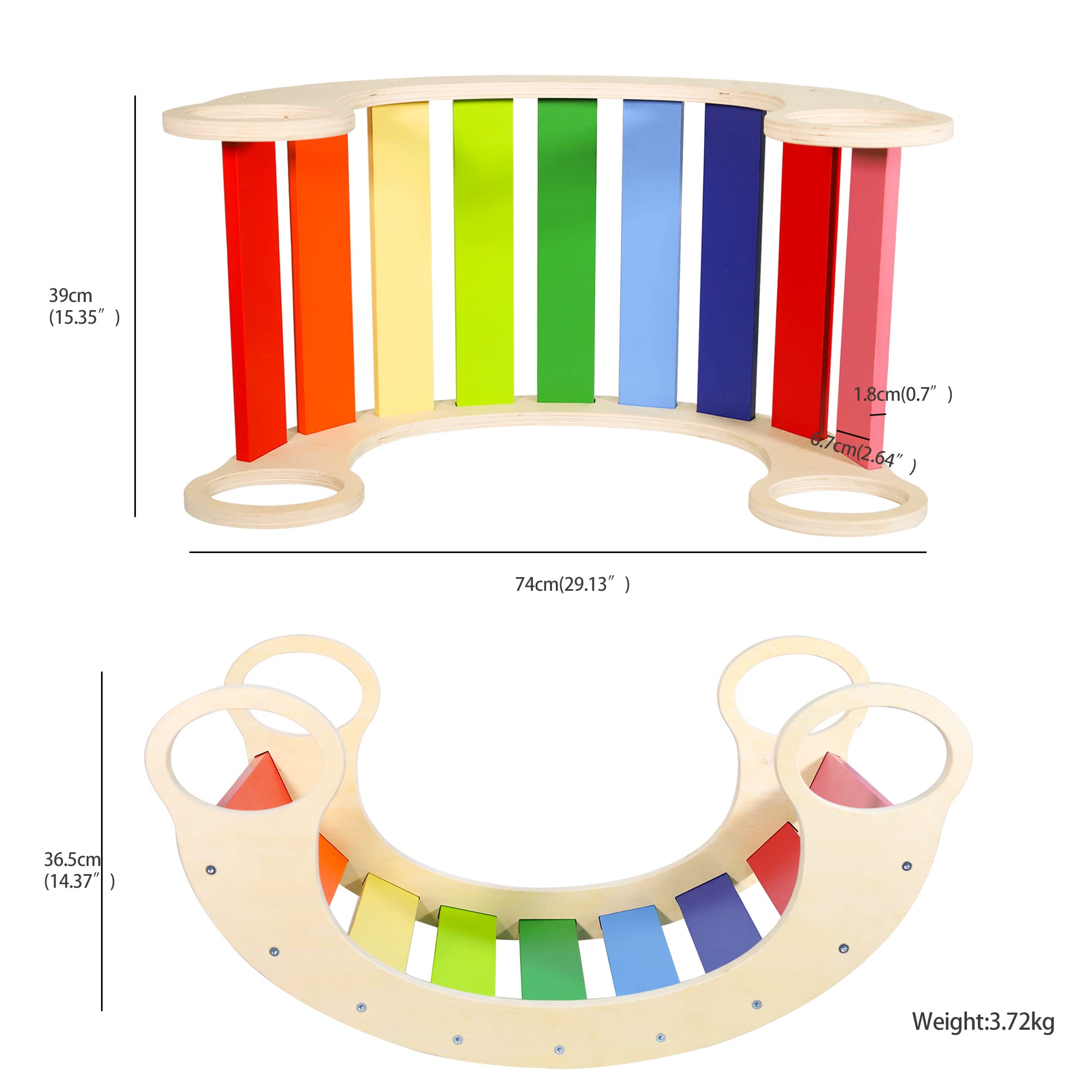 Nautical Beach Decor Waldorf Wooden Rocking Play (Rainbow)