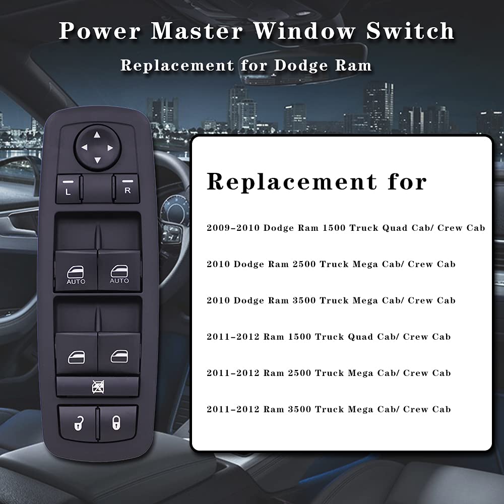 Cerobit Driver Side Power Master Window Switch for 2009 2010 2011 2012 Dodge Ram 1500 2500 3500 Replaces OEM# 4602863AD 4602863AB 4602863AC