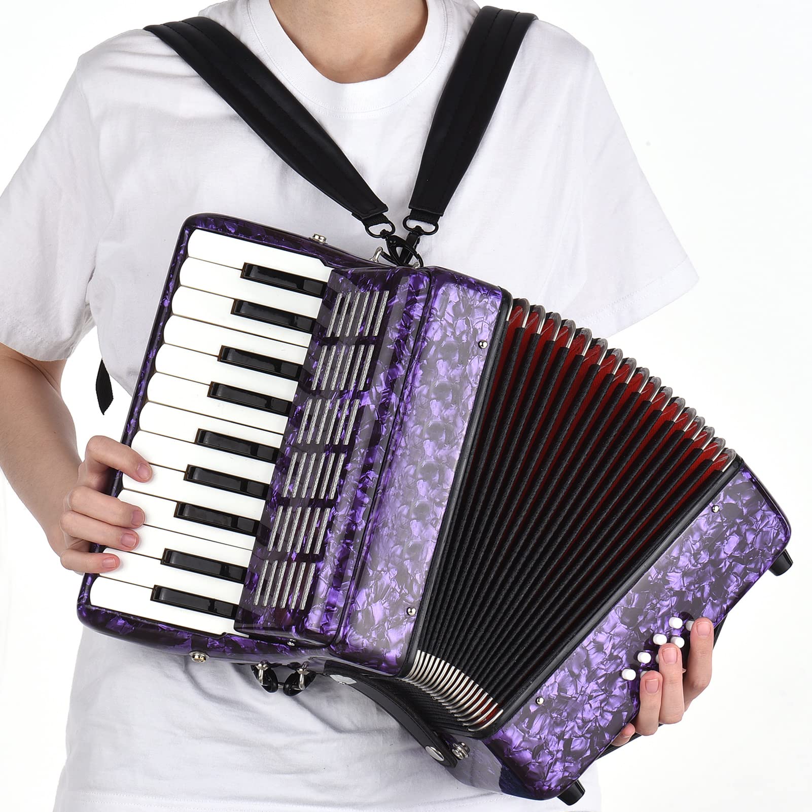 Btuty 22 Keys 8 Bass Piano Accordion with Adjustable Straps Gig Bag Musical Instrument for Beginners