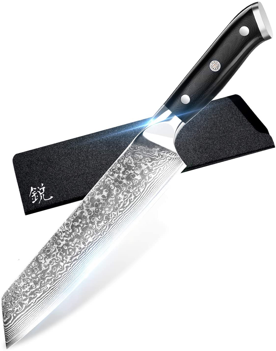 Damascus Chef Knife 8 Inch, Razor Sharp Kitchen Knife Japanese VG-10 Stainless Steel with Premium G10 Handle&Triple Rivet&Gift Box(8 Inches)