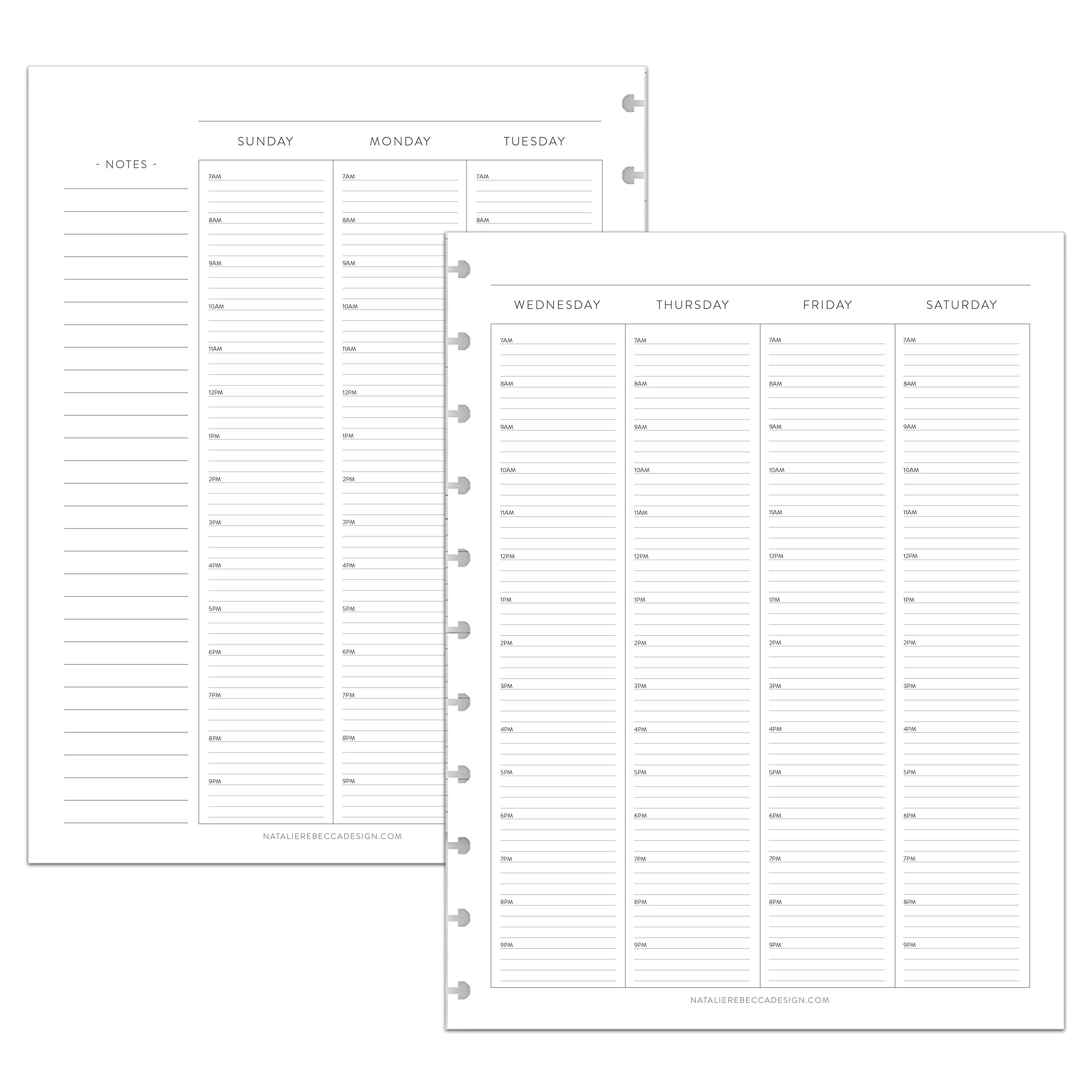 BetterNote Hourly Undated Calendar Refill for Discbound Notebook, Weekly Appointment Book, Fits Disc Levenger Circa, Arc, TUL, Big Happy Planner, Talia (Classic- 6 months, 11-Disc, 8.5"x11")