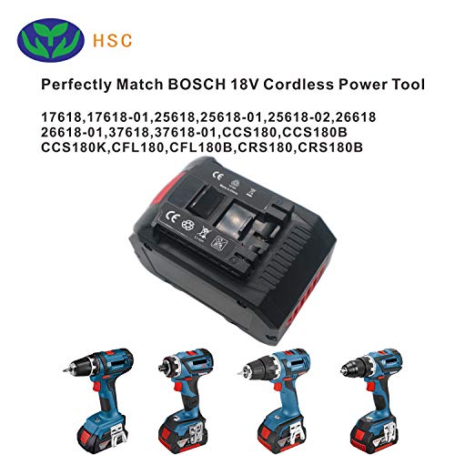 C&P 4.0Ah Portable Battery BOS18B3 Li-ion Battery 18V Replacement for BOSCH 18V Battery BAT609 BAT609G BAT618 BAT618G 3601H61S10,Black&Red,Small