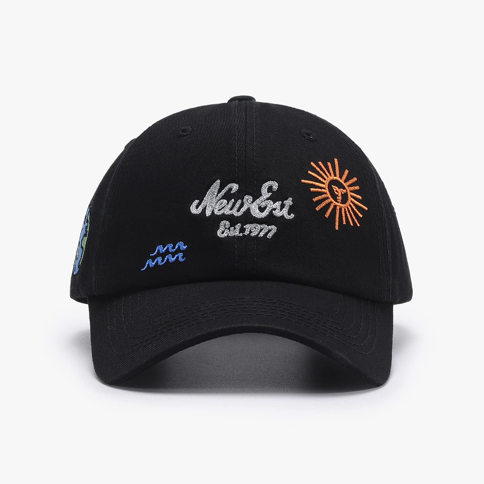 Cioatin Y2K Funny Letter Graphic Embroidery Baseball Cap Women Men Washed Distress Cotton Low Profile Dad Hat Sports Hat Black