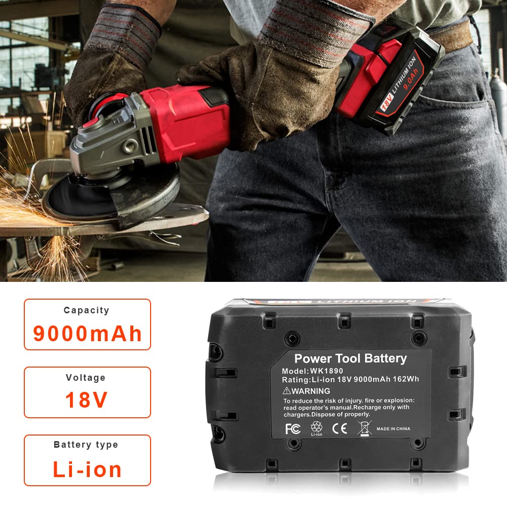 Cukect 9.0Ah 18V Replace for Milwaukee M18 Battery Compatible with 48-11-1850 48-11-1860 48-11-1845 48-11-1828 Cordless Power Tools Lithium Battery
