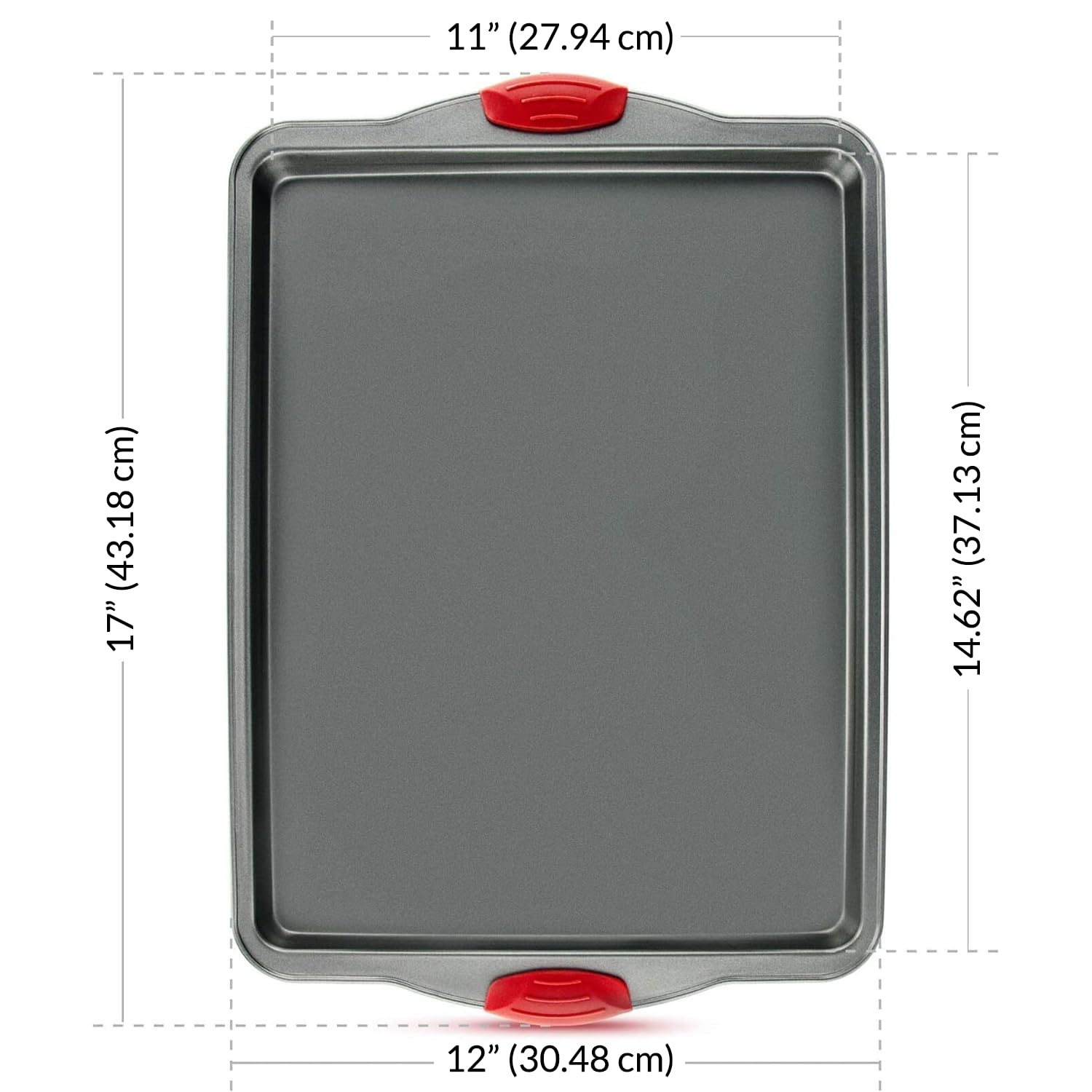 Boxiki Kitchen Non-Stick Baking & Cookie Sheet Pan Non-Toxic 11x14 Inch Rimmed Carbon Steel Baking Sheet. Dent, Warp and Rust Resistant. Heavy Gauge Steel Oven Baking Sheet. 1 Tray.
