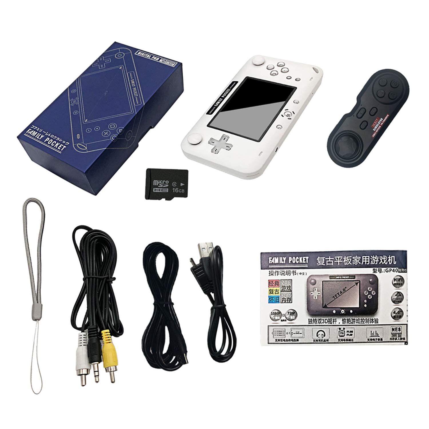 Handheld Games Console Built-in 2000 Classic Games 4 Inch Screen Retro Game Player Electronic Travel Games Support TV and 2 Players for Kids Adults