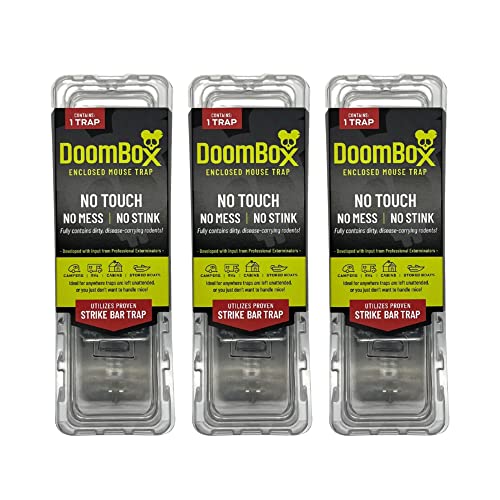 DoomBoxâą Clear Enclosed Mouse Trap | Highly Effective and Keeps The Mess with The Mouse | Patented Click-Itâą Closure Technology | Safe for Kids & Pets | Certified Child Resistant | Made in USA (3)