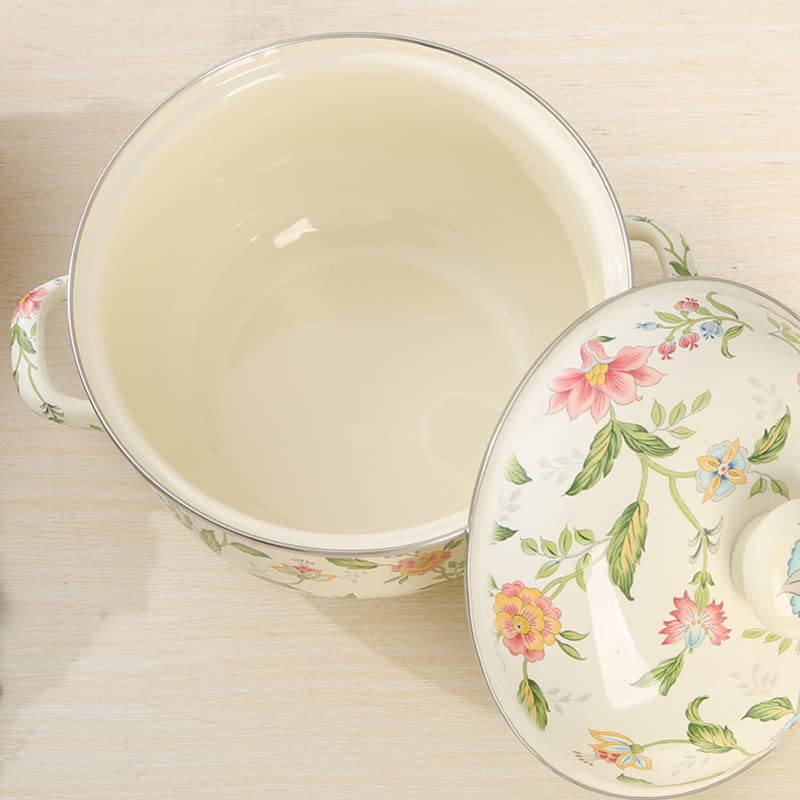 Colorful Enamel Stock Pot with Lid Double Ear for Cooking, 20x20cm, BMR0609A2S15L5