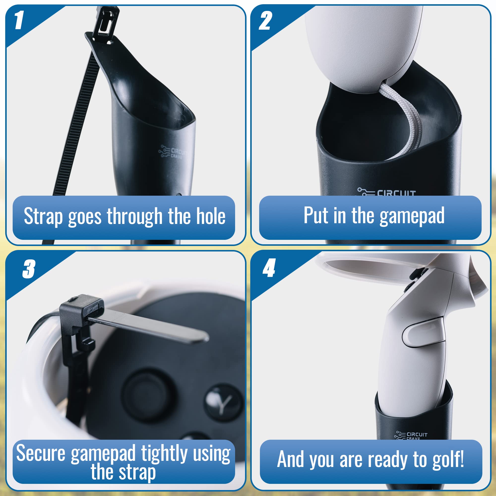 Circuit Crave Dual VR Golf Club Accessories Compatible with Oculus Meta Quest 2 Controllers - Left and Right Silicone Golf Club Grips, Virtual Reality Golf Simulator Real Golf Game Experience