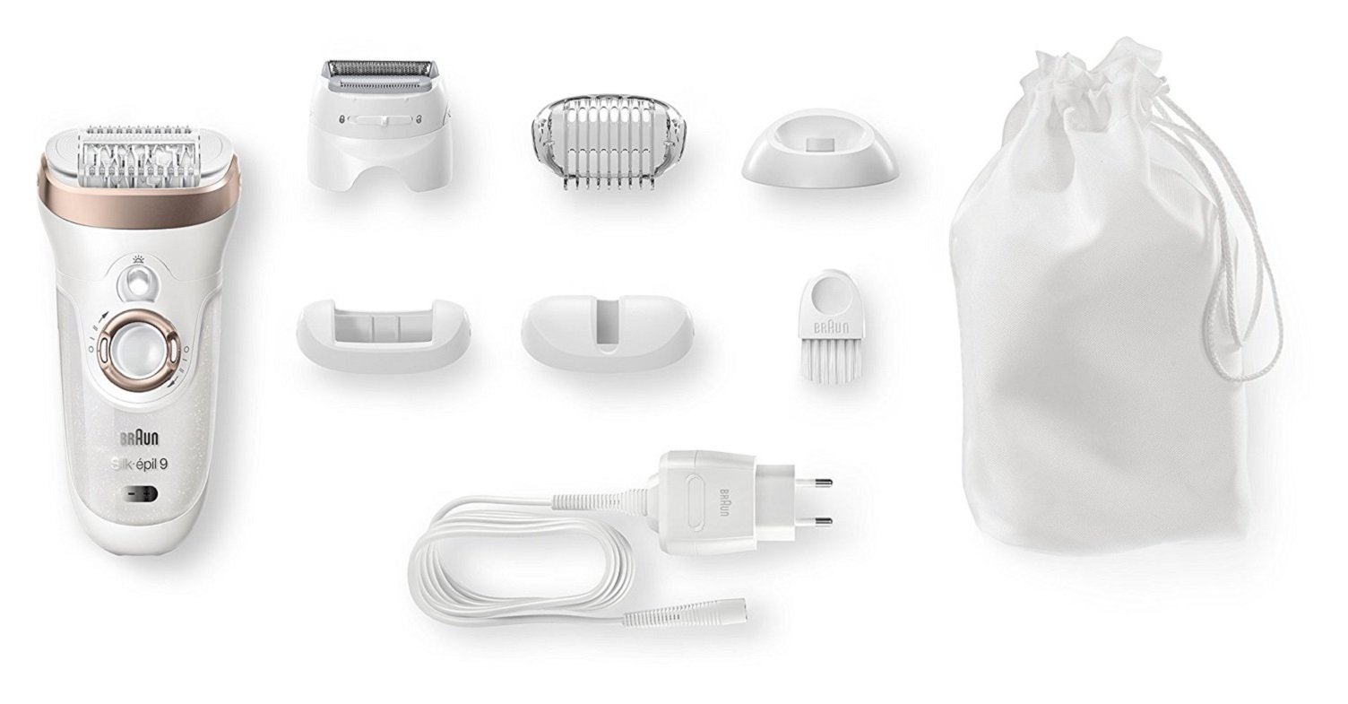 Braun Silk Epil 9 9561 Wet/Dry Cordless Epilator with 6 Attachments and Charge Station