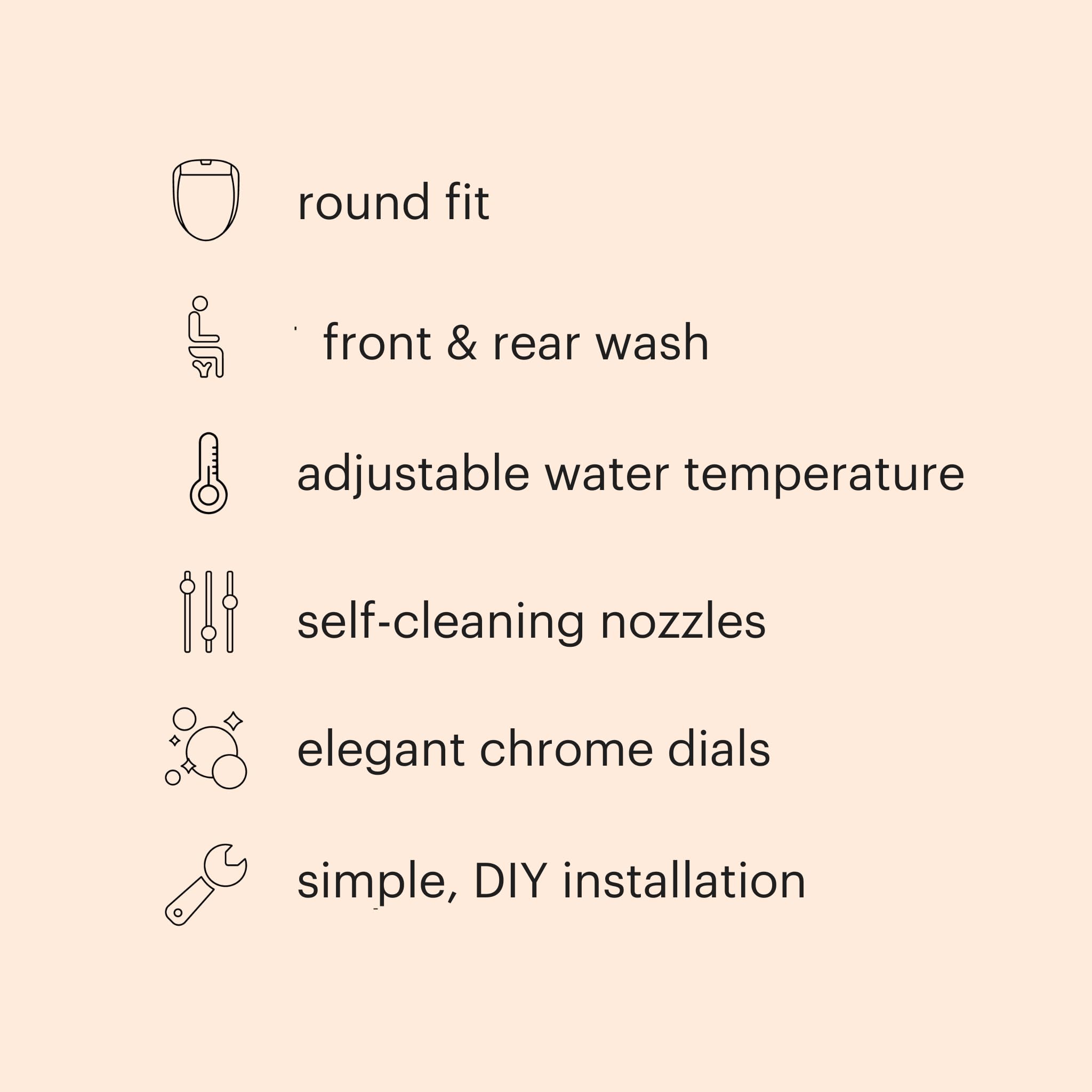 Brondell Swash Bidet Toilet Seat, Non-Electric, Dual Temperature, Fits Round Toilets, White β Dual Nozzle System β with Easy Installation