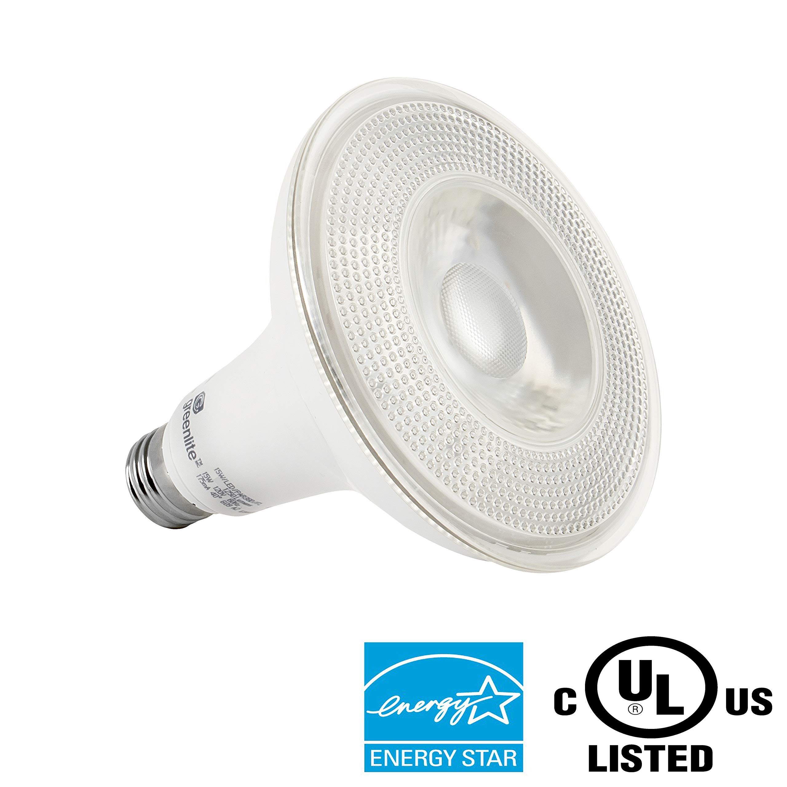Greenlite LED PAR38 Dimmable Flood Light Bulb, 15W (120W Equivalent), 1250 Lumens, 5000k Daylight, Weatherproof, Indoor/Outdoor, 120V, Energy Star, (2 Pack)